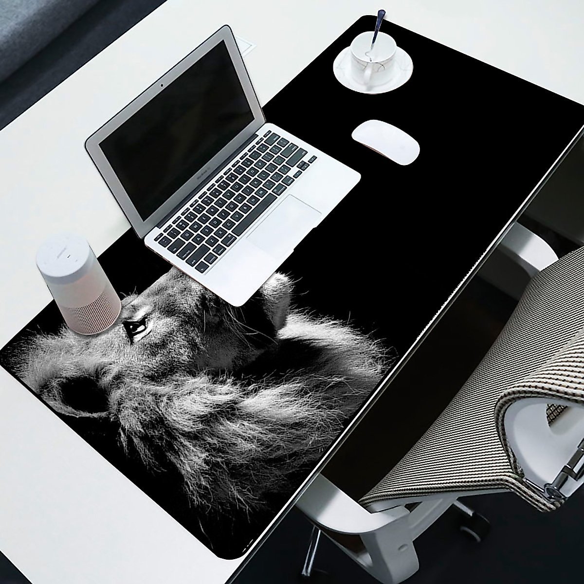 Qisan Large Gaming Mouse Pad Extended Size Mousepad for Computer Desktop PC Laptop 31.5"x11.8"x0.15" Keyboard Pad Desk Pad with Anti-Slip Rubber Base Large Desk Mat for Keyboard and Mouse-Lonely-Lion