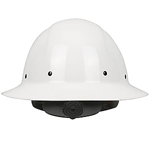 Dynamic WolfJaw Fiberglass Full Brim Hard Hat with Wheel Ratchet, 8 Point Suspension, ANSI/ISEA Z89.1 Type 1 Certified, Glass G Electrical Rating, White (280-HP1481R-01)