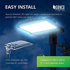 Sunco LED Parking Lot Light, Pole Outdoor Street Light 150W Dusk to Dawn Photocell HID Replacement, 5000K Daylight, 19500 LM, Dimmable 1-10V, Waterproof Commercial Grade UL Listed
