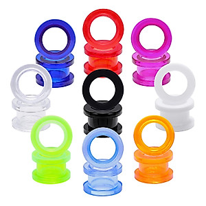 9 Pairs Clear UV Acrylic Screw Doble Flared Ear Plugs Tunnels Expander Ear Gauges Piercing (Gauge=00g(10mm))