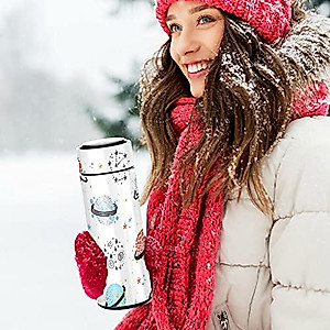 CaTaKu Cartoon Space Planet Star Water Bottle Insulated 16 oz Stainless Steel Flask Thermos Bottle for Coffee Water Drink Reusable Wide Mouth Vacuum Travel Mug Cup