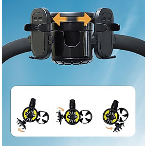 Cup Holders with Phone Holder for Walker, Stroller & Rollator - 2-in-1 Adjustable Water Bottle and Drink Cup Holder for Wheelchair, Mobility Scooter, Bike (3 in 1Cup Holder with Phone Holder)