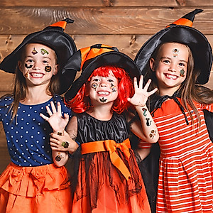 Grehge eces Halloween Temporary Tattoos Stickers 6 Sheets Halloween Themed Tattoos Body Sticker 24 Styles Halloween Party Waterproof Stickers for Halloween Party Favor Decor