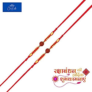 CHERKRAFT Rakhi for Brother Thread for Men/Boy Raksha Bandhan Rudraksha Rakhi Set of 2 (Small Rudraksha 1)