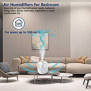 KZF Humidifiers for Bedroom, 5L Cool Mist Top Fill Humidifier, 36H Runtime, Quiet Ultrasonic Humidifiers for Baby Nursery, Home, Large Room (White) (White)