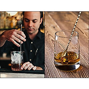 2 Pcs Mixing Bar Spoon 12 Inches 18/10 Stainless Steel Spiral Pattern Morphine Bartender Whiskey Cocktail Shaker Spoon
