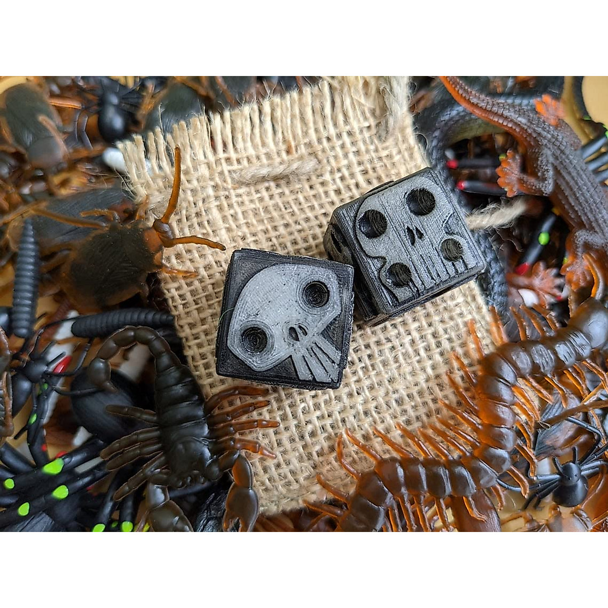 Oogie Boogie's Dice Glow in The Dark Skull Dice Set of 2 with Dice Bag Perfect for Halloween, The Nightmare Before Christmas