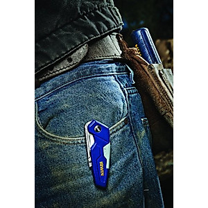 IRWIN Utility Knife, Folding with Blade Storage (1858319) , Blue