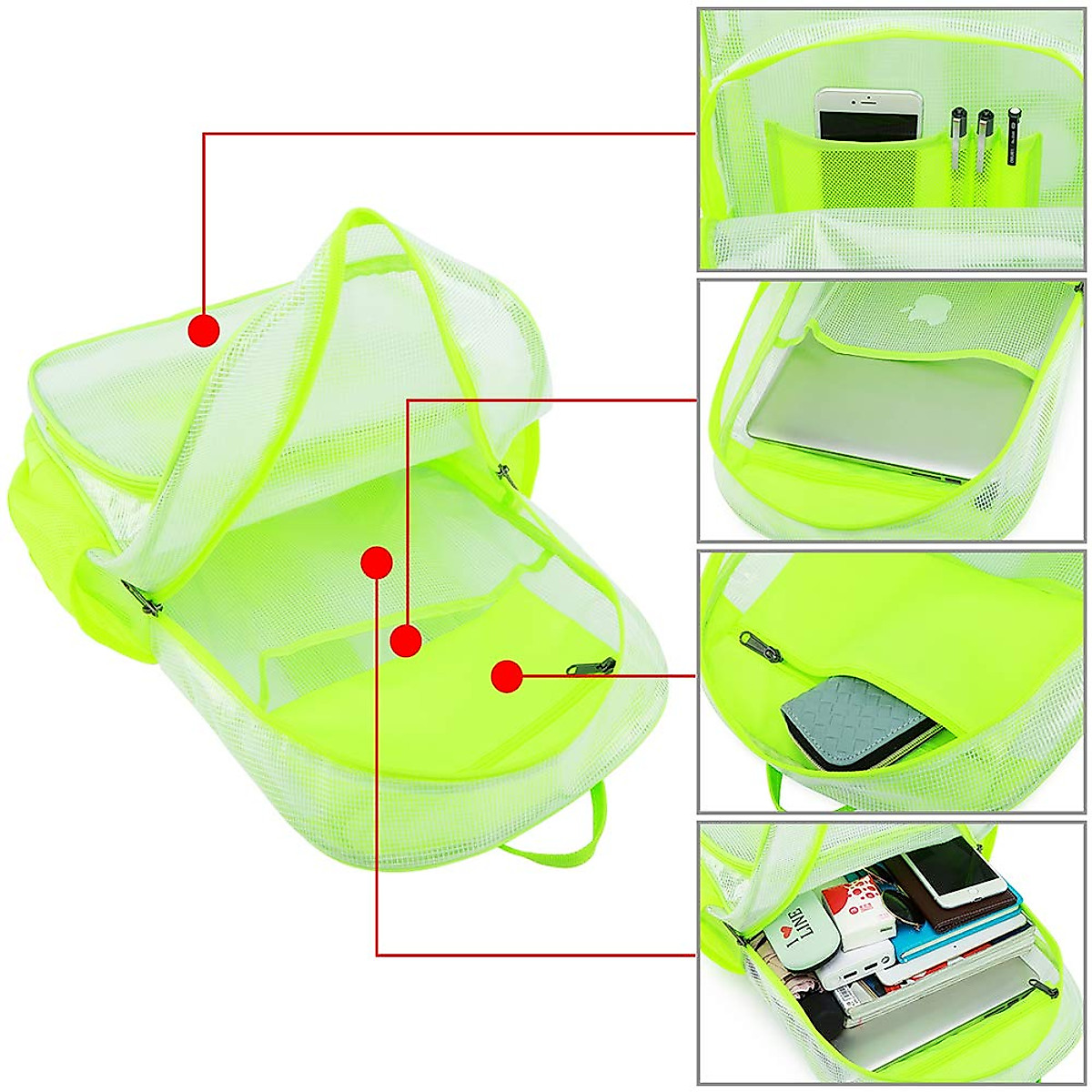 Mygreen Clear Transparent PVC School Backpack/Outdoor Backpack with Black Trim (Black, Large)