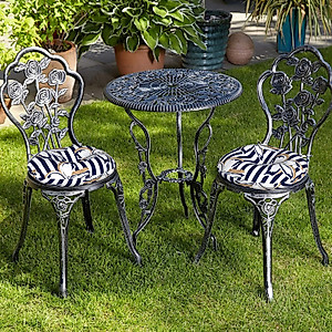 LVTXIII Outdoor All Weather Bistro Seat Cushions, Comfortable Fluffy Tufted Patio Chair Cushions Round 15"x15"x4" Set of 2 for Home Garden Furniture, Clemens Cabana Navy