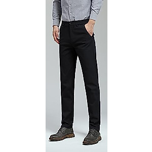 Plaid&Plain Men's Skinny Stretchy Khaki Pants Colored Pants Slim Fit Slacks Tapered Trousers 819 Black 32X30