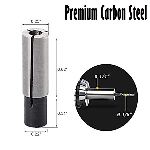 4 Pieces High-Carbon Steel Collet Die Grinder Chuck Driver Adapter 1/4" to 1/8" CNC Engraving Bit Router Converter for Engraving Machine Tool