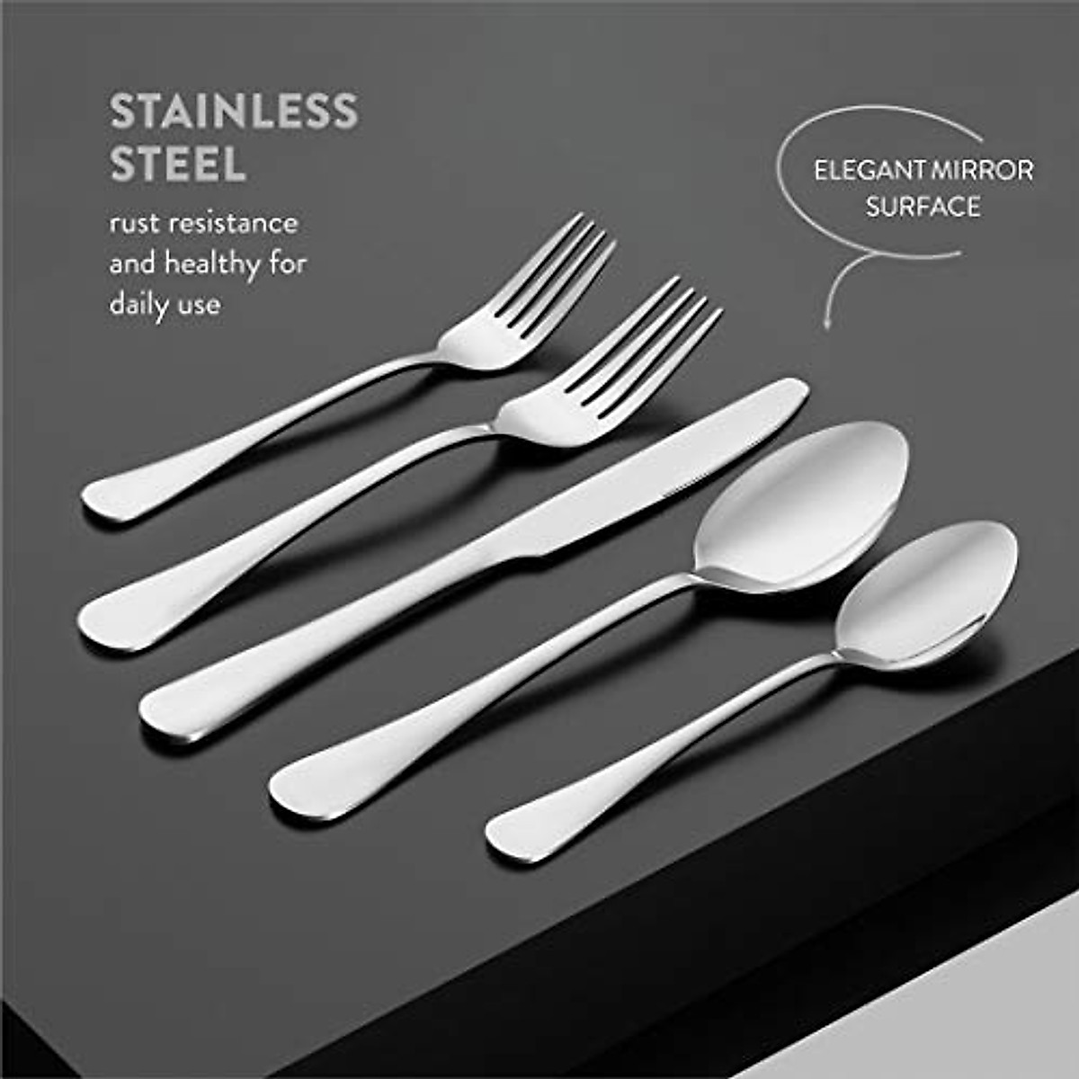 20-Piece Stainless Steel Silverware Set - Attractive Mirror Finished Flatware Set - Serving for 4, Classic Cutlery set for Home/Restaurant - Includes Spoons, Forks & Knifes - Dishwasher Safe Utensils