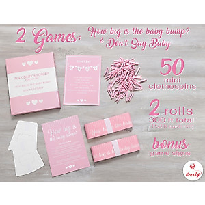 Party Hearty Funny Baby Shower Games for Girl, Set of 2: How Big is The Baby Bump & Don't Say Baby, Pink