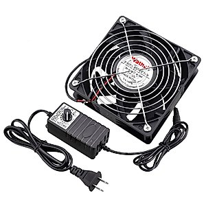 Wathai 120mm x 38mm 110V 220V AC Powered Axial Fan,12V Variable Speed Controller with AC Plug,for Receiver Xbox DVR PlayStation Component Electronics Cooling and Cabinet Ventilation