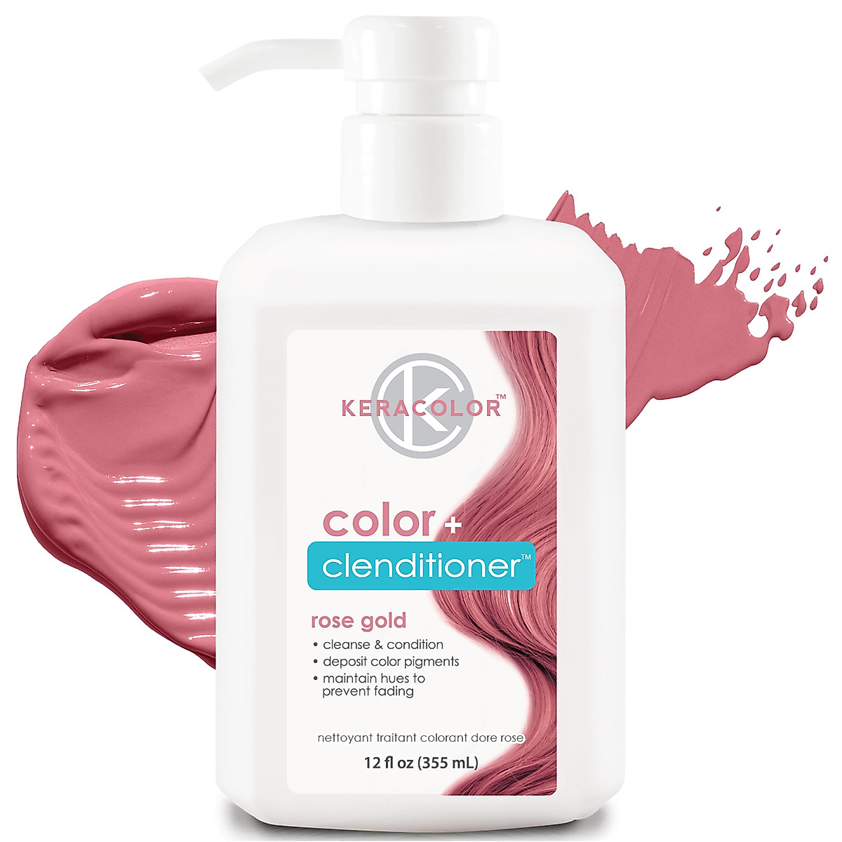 Keracolor Clenditioner ROSE GOLD Hair Dye - Semi Permanent Hair Color Depositing Conditioner, Cruelty-free, 12 Fl. Oz.