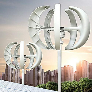 Wind Turbine 600W 24V Wind Turbine Generator White Lantern Vertical Axis Garden Boat Wind Generator 5 Leaves Wind Turbine Kit with Controller