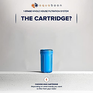 Aquaboon 4.5” x 10" Whole House Water Filter System with Pressure Release (1" Port) & Aquaboon 5 Micron 10" String Wound Sediment Water Filter Cartridge