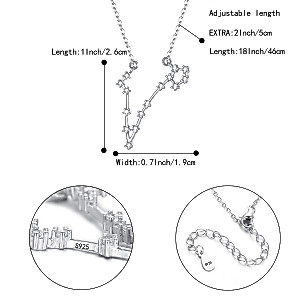 BriLove 925 Sterling Silver Necklace for Women - Pisces Constellation Necklace Zodiac 12 Horoscope Astrology CZ Pendant Necklace for Mothers Day/Valentines Day/Birthday/Christmas/Anniversary