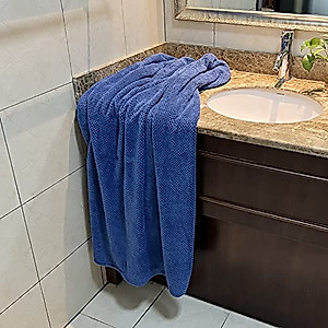 YTYC Towels,39x78 Inch Oversized Bath Sheets Towels for Adults Luxury Bath Towels Extra Large Sets for Bathroom Super Soft Highly Absorbent Microfiber Shower Towels 80% Polyester (Blue,6 Piece)