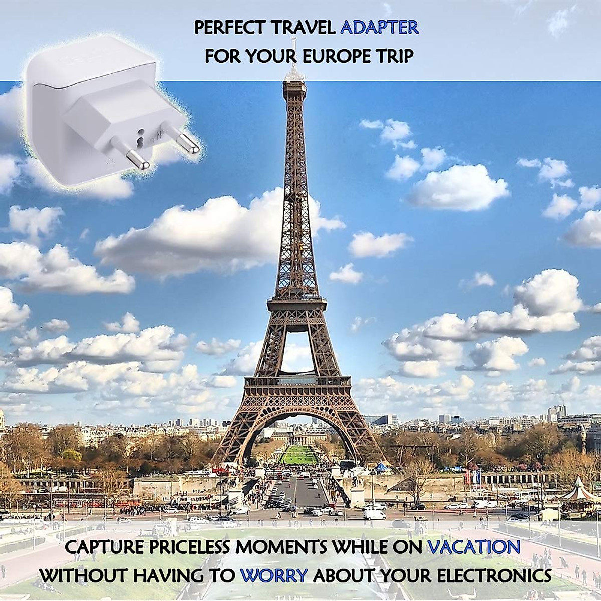 Ceptics Turkey, Egypt, Iceland Travel Adapter Plug - Type C - Europe - 2 In 1 - Light Weight - Perfect for Cell Phones, Chargers, Cameras and More
