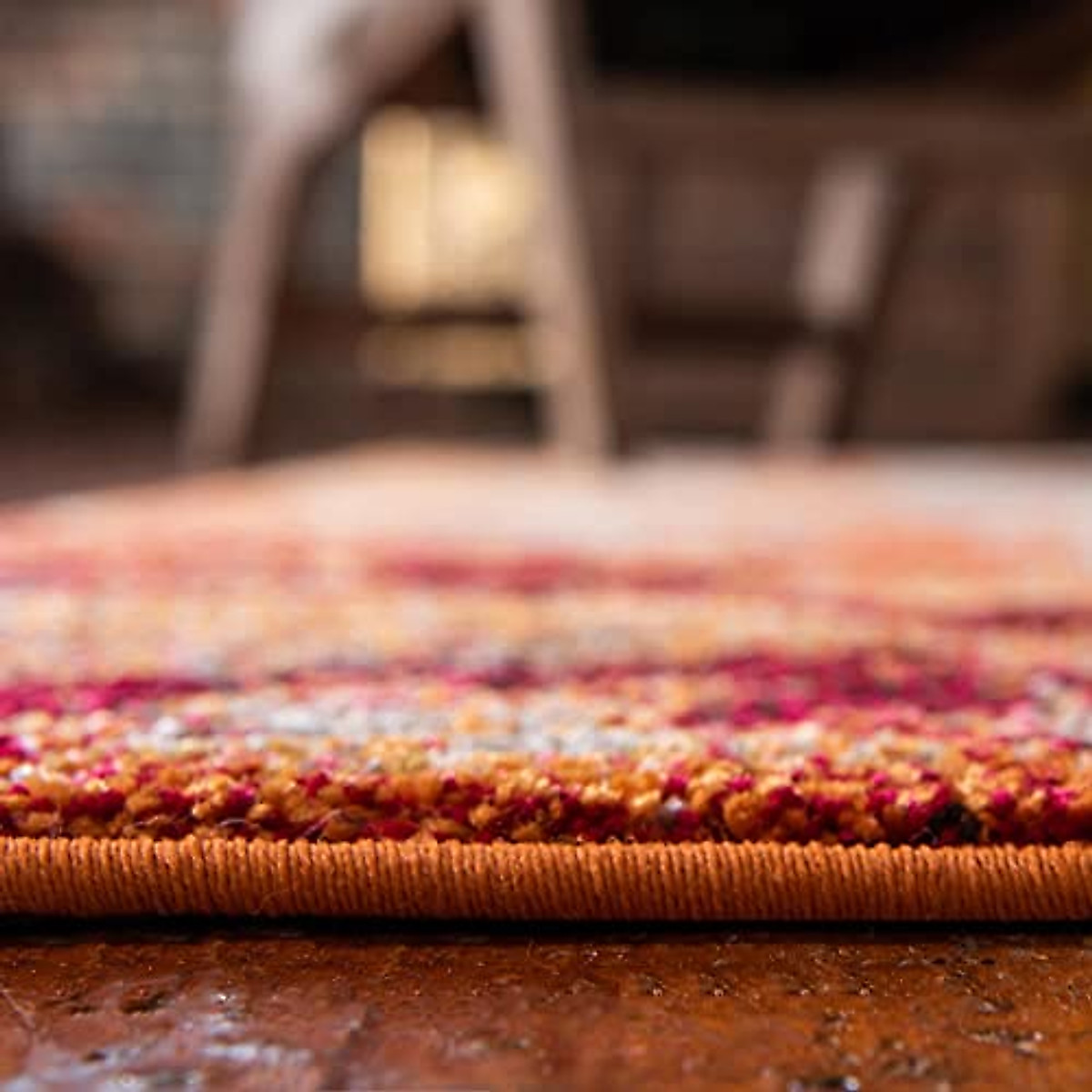 Unique Loom Estrella Collection Modern, Abstract, Light Colors, Distressed Area Rug, 5 ft x 8 ft, Orange/Beige