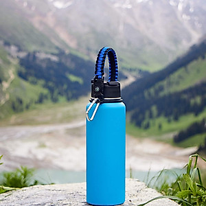 WaterFit Paracord Handle - Paracord Carrier Survival Strap Cord with Safety Ring and Carabiner Compatible with Hydro Flask Wide Mouth Water Bottles 12oz - 64 oz