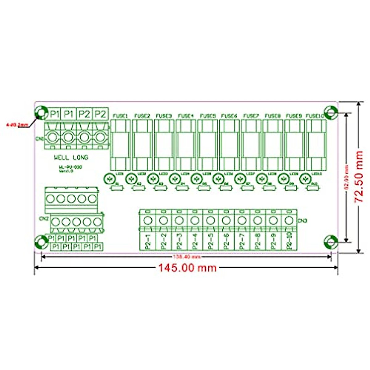 Fuse Module,10 Position Fuse Panel Mount Power Distribution Module Board.