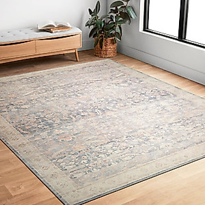 Loloi II Hathaway Collection HTH-02 Denim/Multi 2'-0" x 5'-0", .25" Thick, Accent Rug, Soft, Durable, Printed, Modern, Low Pile, Non-Shedding, Easy Clean, Living Room Rug