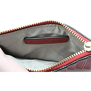 Michael Kors Jet Set Travel Top Zip Card Case Wallet Coin Pouch Chili Red
