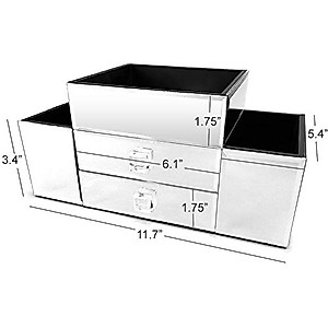 OnDisplay Emma 2 Drawer Tiered Mirrored Glass Makeup/Jewelry Organizer (Silver)