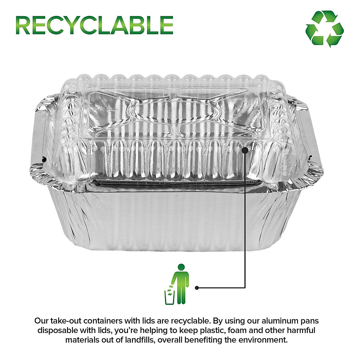Stock Your Home 1 Lb Small Aluminum Pans with Lids (100 Pack) Foil Pans + Clear Plastic Lids, Disposable Cookware, Takeout Trays with Lids - To Go Disposable Food Containers for Restaurants & Catering