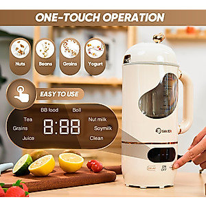 SAKER Automatic Nut Milk Maker,35oz Homemade Almond, Oat, Soy, Plant-Based Milk and Dairy Free Beverages, Almond Milk Maker with Delay Start/Keep Warm/Boil Water, Soy Milk Maker