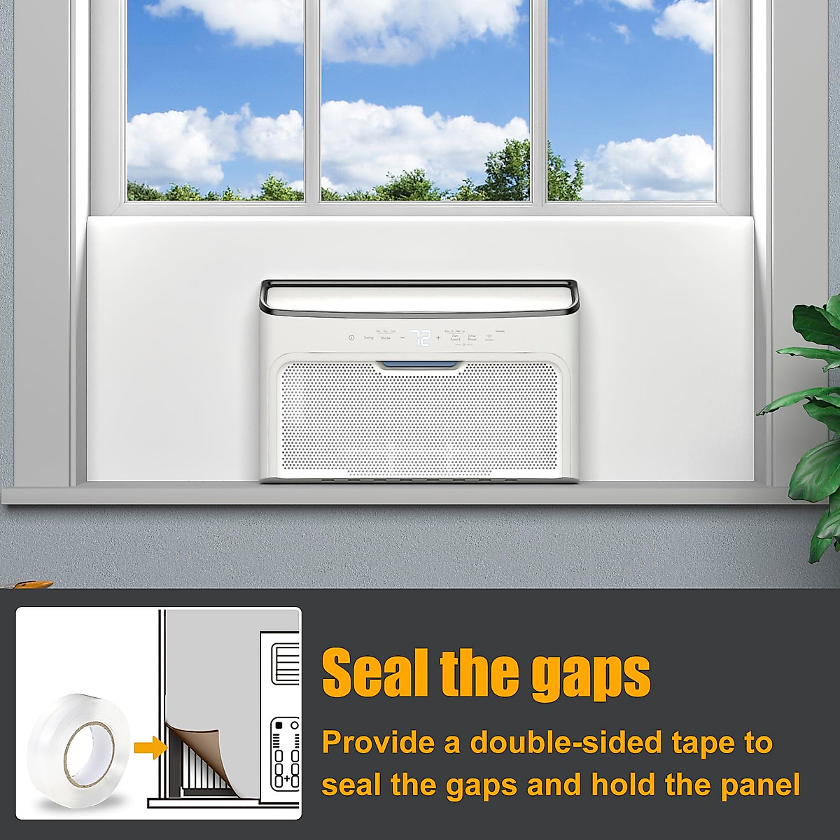 LBG Products Window Air Conditioner Side Panels,Full Surround AC Foam Panel for Indoor Window AC Units,Summer and Winter Window Seal Cover (White)