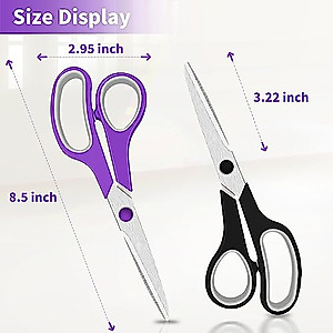 Scissors, 8.5" Scissors All Purpose Comfort Grip Stainless Steel Sharp Scissors for Office School Home Supplies, Right/Left Handed, 6 Piece Set