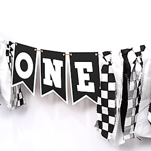 Race Car Birthday Highchair Banner - Black White Race Car Birthday Decorations,1st Birthday Race Car Banner,First Birthday Photo Prop Cars Theme Brand: VANGNING