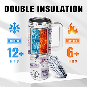 Mom Daily Affirmations Tumbler 40 OZ, New Mom Gift After Birth, First Time Moms to Be, Postpartum Cup for Birthday, Mother's Day, Christmas