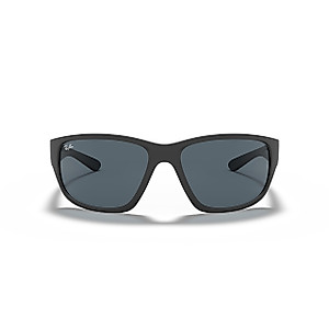 Ray-Ban RB4300 Square Sunglasses, Matte Black/Blue, 63 mm