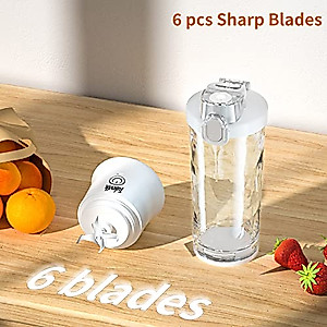 Portable Blender, Tulevik Personal Blender for Shakes and Smoothies with 6 Blades,20 Oz Mini Blender with Travel Lid and USB Rechargeable for Kitchen/Gym/Travel/Office, BPA-Free, White