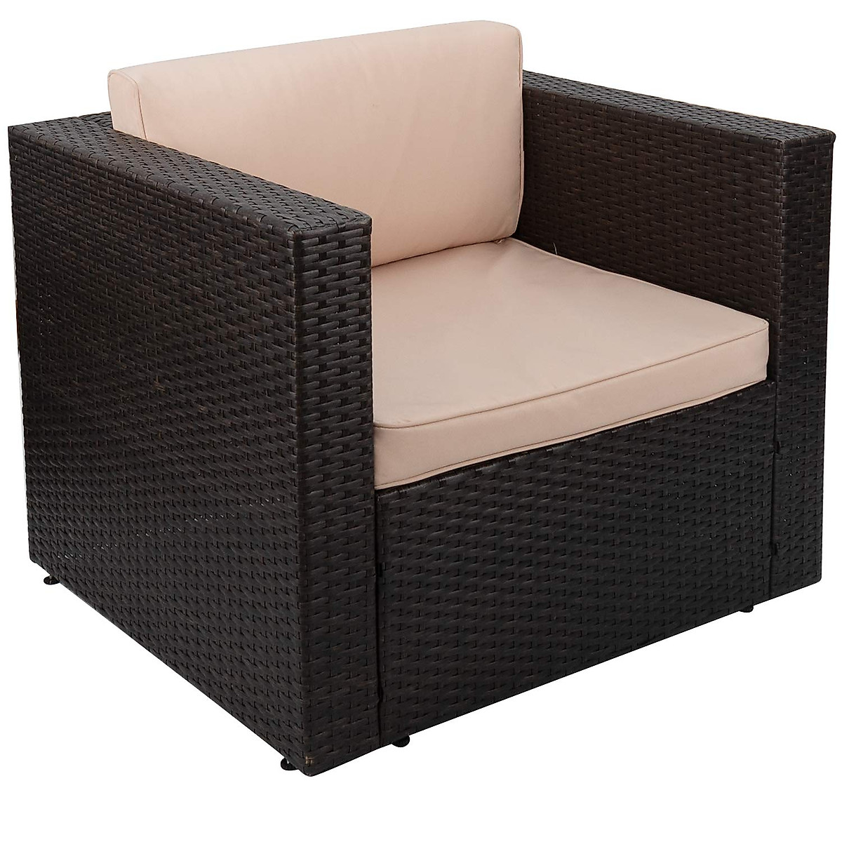 Homall Outdoor Patio Furniture All Weather PE Rattan Wicker Chair Single Sofa with Cushions for Lawn Poolside Backyard Garden