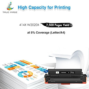 TRUE IMAGE Compatible Toner Cartridge Replacement for HP 414X W2020X 414A W2020A Laserjet MFP M479fdw M479dn Laser Jet Pro M454dw M454dn M454 M479dw Printer Ink No Chip (Black, 1-Pack)
