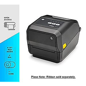 ZEBRA ZD420T 300dpi Thermal Transfer and Direct Thermal Desktop Printer, Black - USB, USB Host Connectivity - 4" Print Width, 4 IPS, Monochrome- ZD42043-T, JTTANDS Printer_Cable