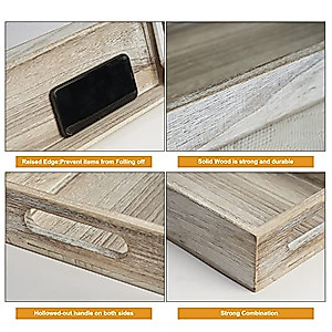 Set of 2 Farmhouse Serving Tray Coffee Table Tray Rectangle,Wooden Long Narrow Tray for Perfume Cosmetic Bottles Jewelry Jar Candle,Decorative Tray 15.6 * 6.1 * 2 inch