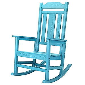 hOmeHua Patio Rocking Chair, All Weather Resistant Outdoor Indoor Fade-Resistant Patio Rocker Chair，Stable Durable Smooth Rocking, Comfortable Easy to Maintain, Load Bearing 350 lbs - Lake Blue