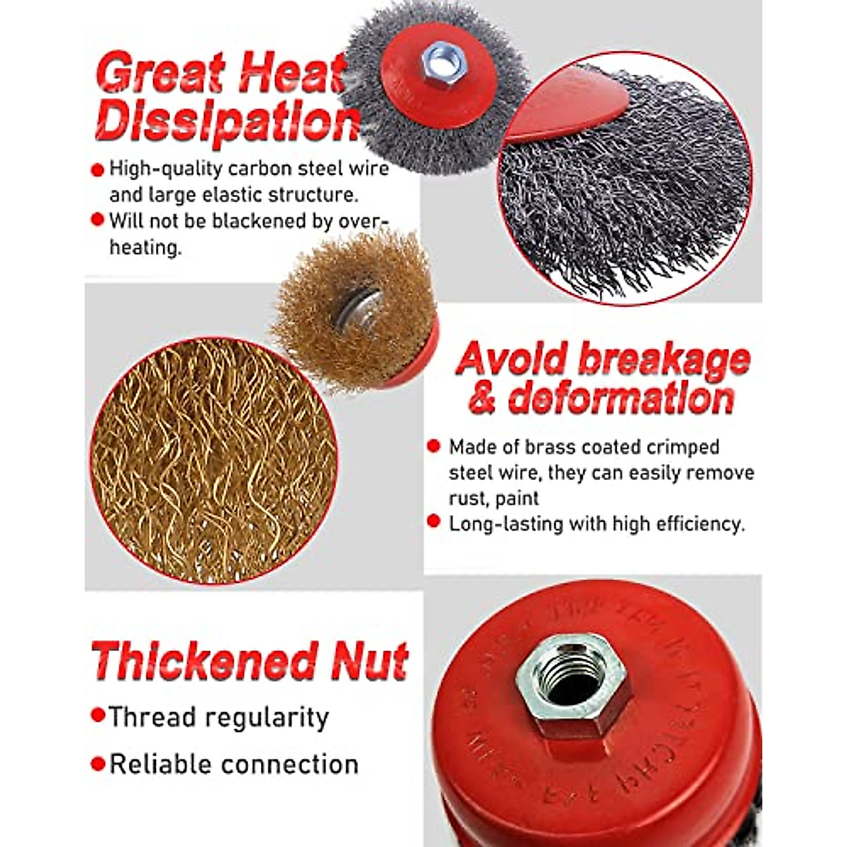 SHITIME 4 Inch Wire Wheel Cup Brush Set, Coarse Twisted Knotted Wire Wheel for Angle Grinder, 5/8 Inch-11 Threaded Arbor, 0.020" Carbon Steel Wire Brush for Grinder, Deep Sanding Heavy Rust, Paint