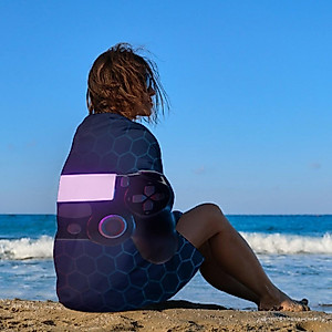 Brebasf Abstract Modern Gamepad Oversized Lightweight,Extra Large Soft Beach Towels Geometric Gamer Games Boys Gamer Room Decor Sauna Beach Gym 51W x31L