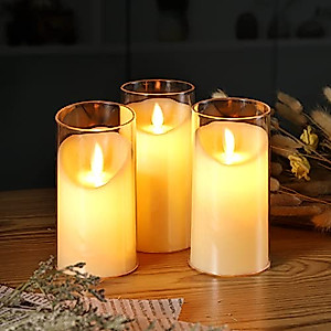 DALANG Flickering Flameless LED Candles with Remote Control and Timer, Ideal for Halloween, Christmas,Partty and Home Decor,Gifts for Wife,Mother,Friend,Set of 4(White 3”Dx6“H)