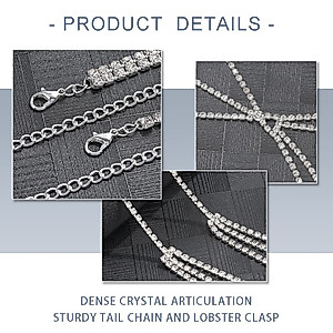 ELABEST Rhinestone Chest Chain Silver Glitter Crystal Body Chain Jewelry Accessories for Women Girls