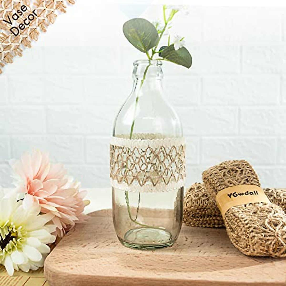 VGOODALL Jute Ribbons, 8 Rolls Burlap Lace Ribbons Rustic Ribbons for Crafts Gift Wrapping Party Decor