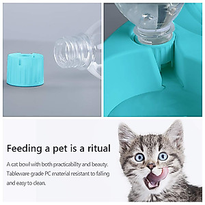 MILIFUN Double Dog Cat Bowls - Pets Water and Food Bowl Set, 15°Tilted Water and Food Bowl Set with Automatic Waterer Bottle for Small or Medium Size Dogs Cats